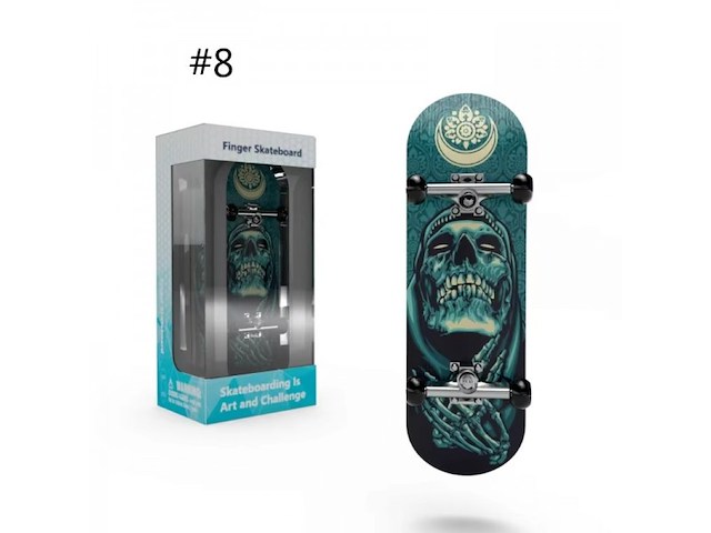 Finger skateboard, profi mini skejt, Maple skull zeleni