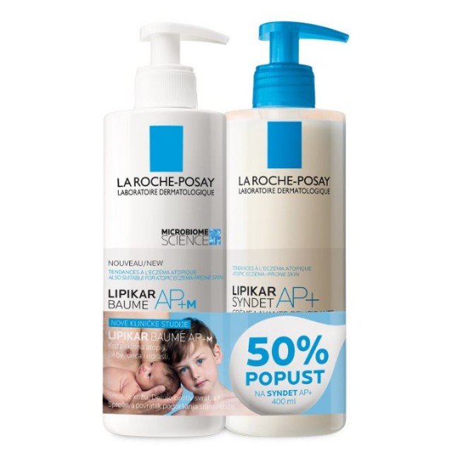 LA ROCHE-POSAY LIPIKAR BAUME AP+M 400ML + LIPIKAR SINDET 400ML