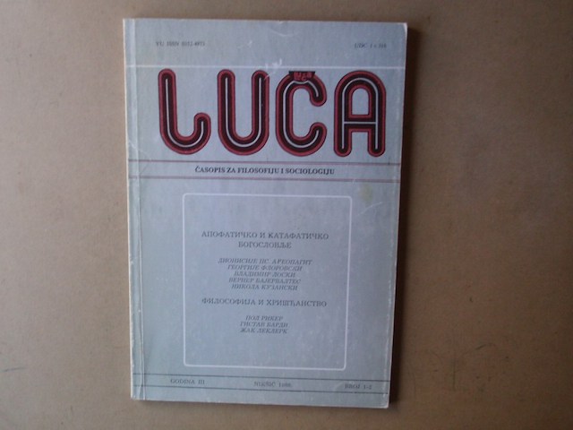 LUČA 1 - 2 / 1986 : Časopis za filosofiju  Nikšić