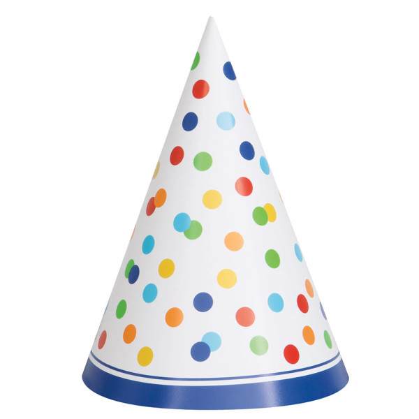 58261U
8 Party Hats Rainbow Polka Dots