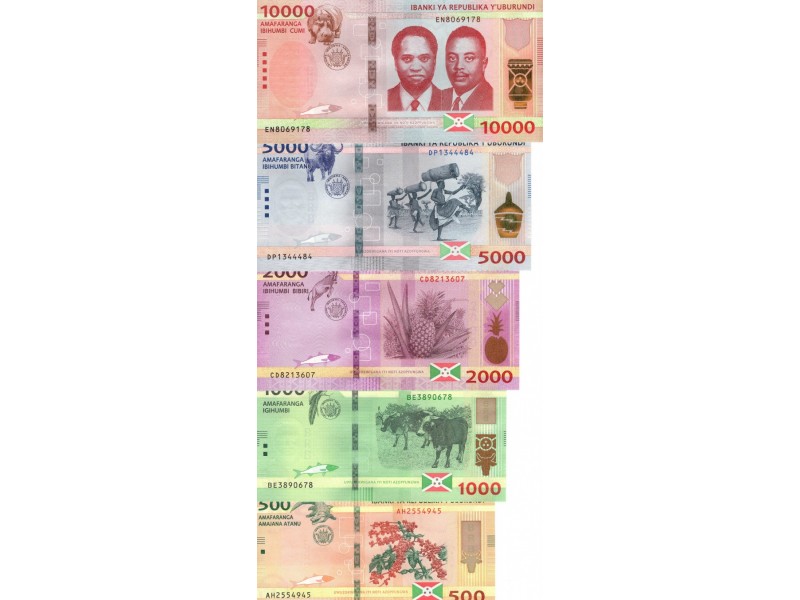 BURUNDI kompletan set 500 - 10000 Francs 2022/23 UNC