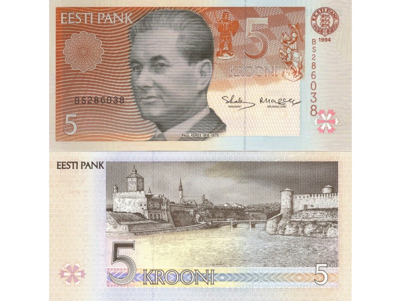 ESTONIA 5 Krooni 1994 UNC, P-76