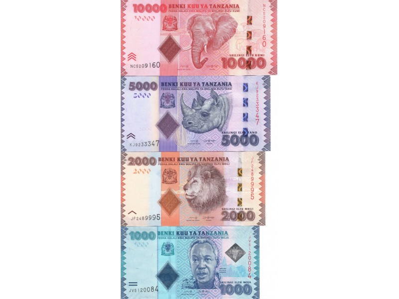 TANZANIA set 1000, 2000, 5000 i 10000 Shilingi 2020 UNC