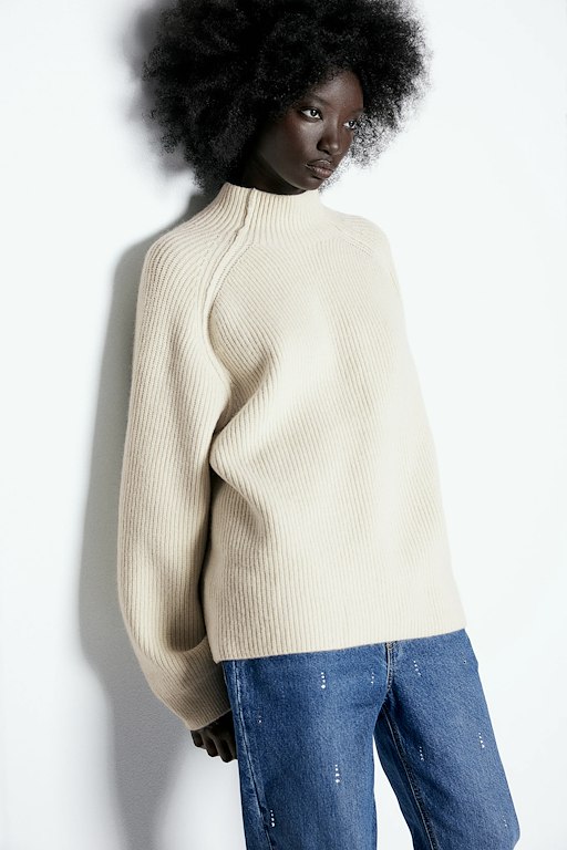 Rib-knit turtleneck jumper