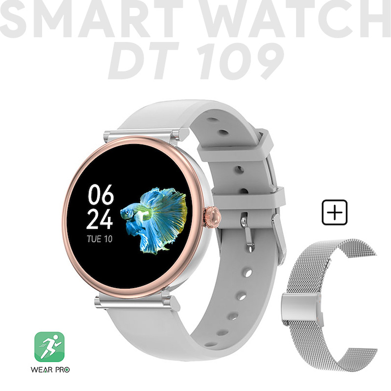 SMART WATCH DT 109 SREBRNI (METALNA+SILIKONSKA NARUKVICA)