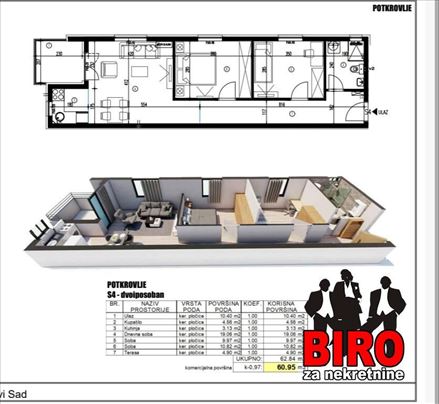 Nov dvoiposoban stan 61 m2