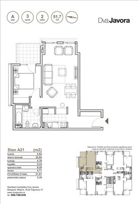 Novogradnja Mirijevo, 2,0, 52m2, II, bez provizije