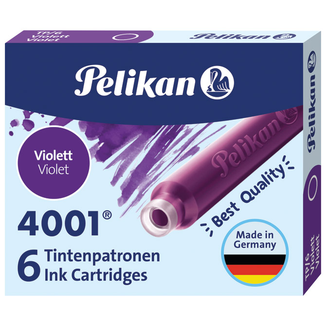 Tinta za nalivpero patrone kratke pk6 4001 Pelikan 301697 ljubičasta (violet)