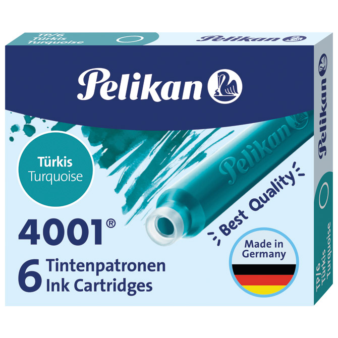 Tinta za nalivpero patrone kratke pk6 4001 Pelikan 301705 tirkizna (turquoise)