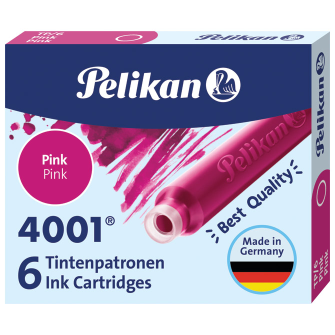 Tinta za nalivpero patrone kratke pk6 4001 Pelikan 321075 roze (pink)