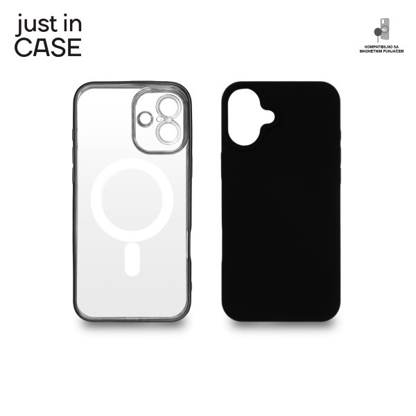 2u1 Extra case MAG MIX PLUS paket CRNI za iPhone 16 Plus