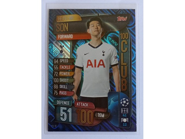 2019/20 Match Attax UEFA CL Heung-Min Son 100 Club