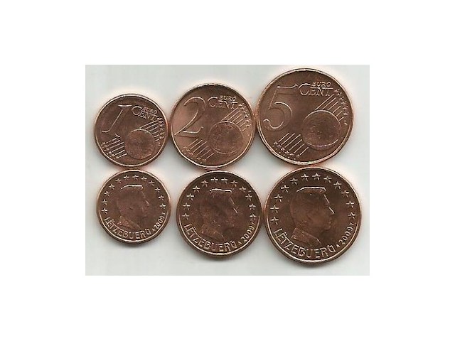 Luksemburg 1 - 2 - 5 euro cent 2009. UNC mini set