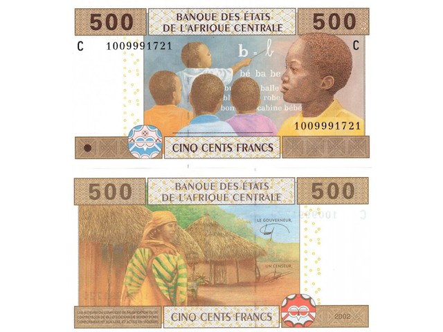 CHAD Čad (C. A. S. ) 500 Francs 2002 UNC, P-606 (C)