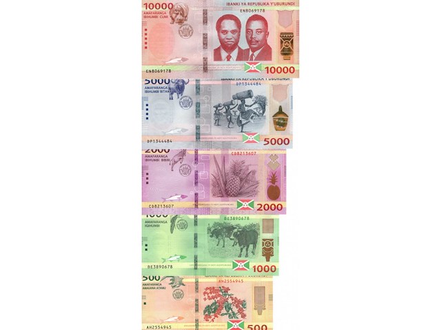 BURUNDI kompletan set 500 - 10000 Francs 2022/23 UNC