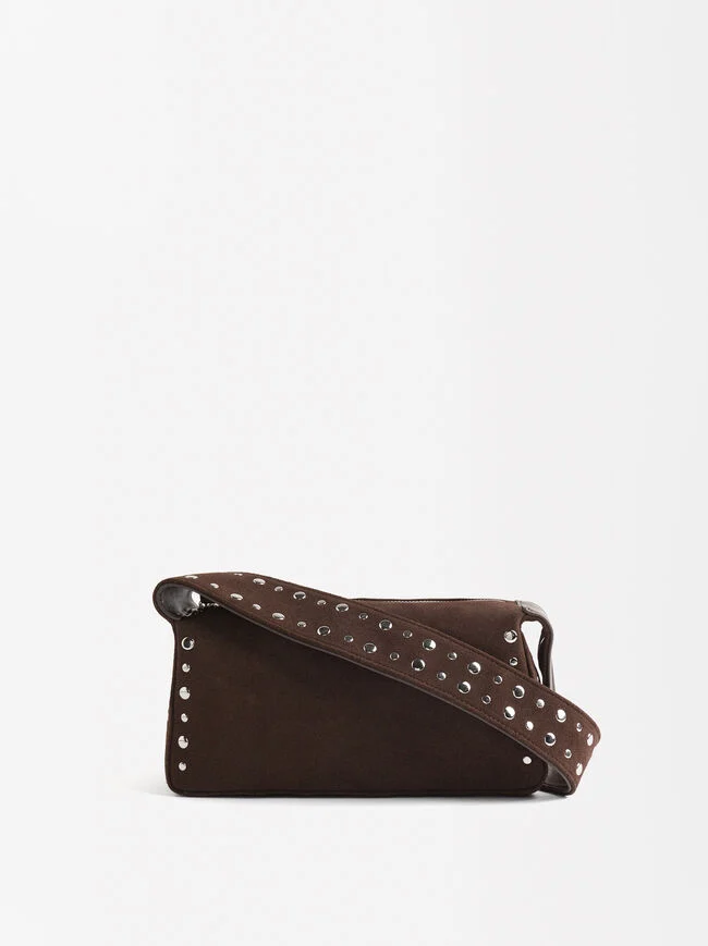 Online Exclusive - Leather Shoulder Bag With Studs