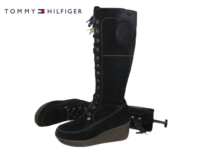 **TOMMY HILFIGER**duge kožne čizme-ortoped peta br.40