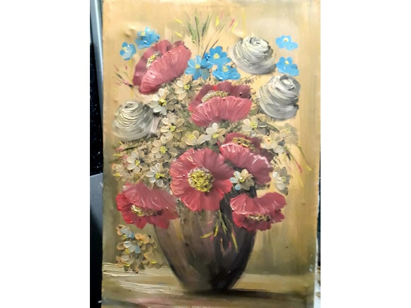 cvetni mix 70x50cm ulje na platnu