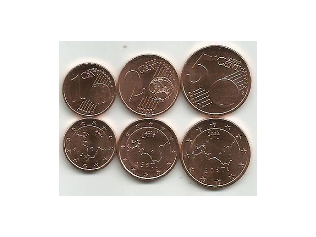 Estonija 1 - 2 - 5 euro cent 2022. UNC mini set