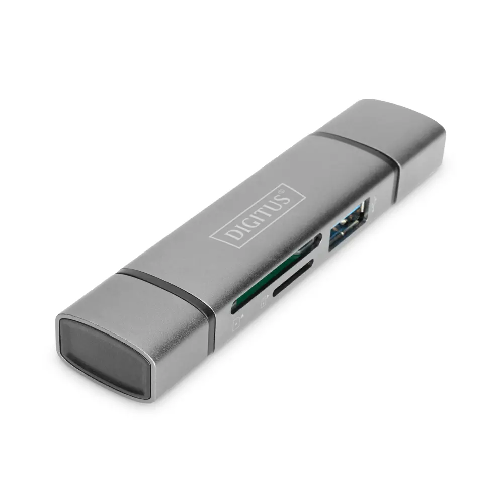 Digitus USB-C/A čitač kartica i USB-A, Sivi