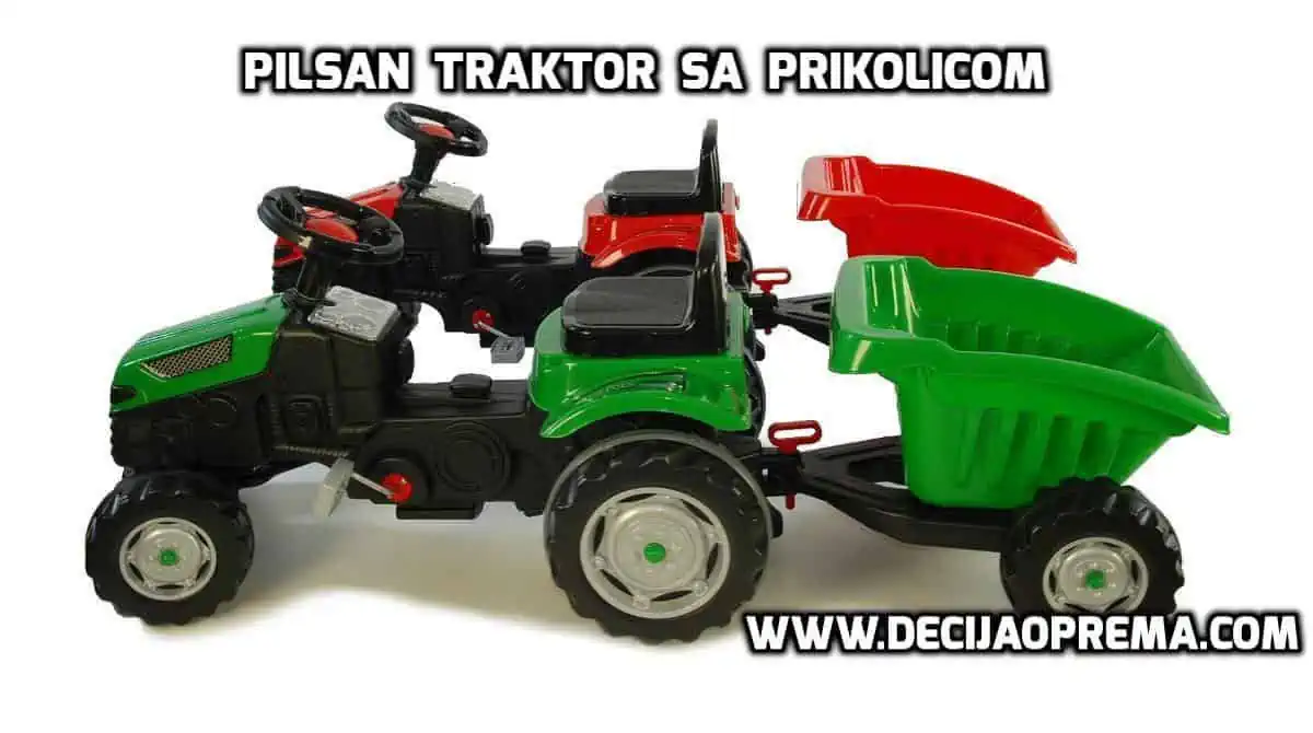 Traktor na pedale Pilsan sa prikolicom Crveni