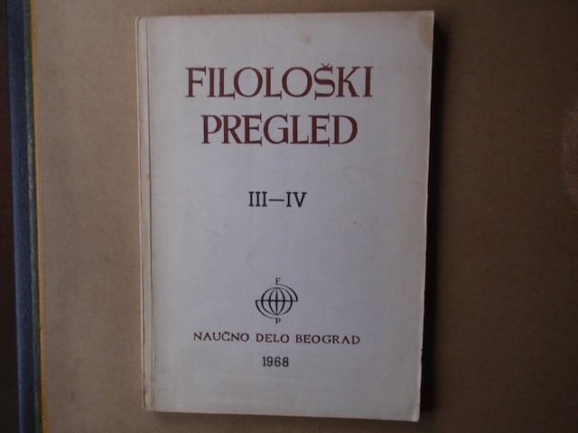 FILOLOŠKI PREGLED 3 - 4 / 1968