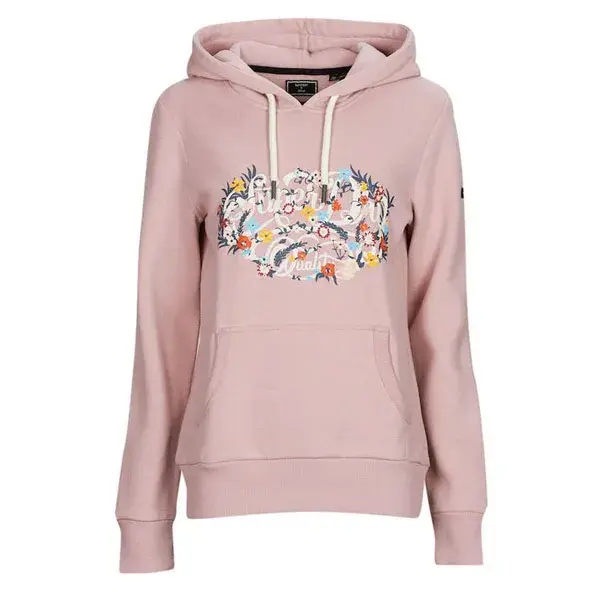 SUPERDRY Ženski duks Vintage Floral Scripted, Roze