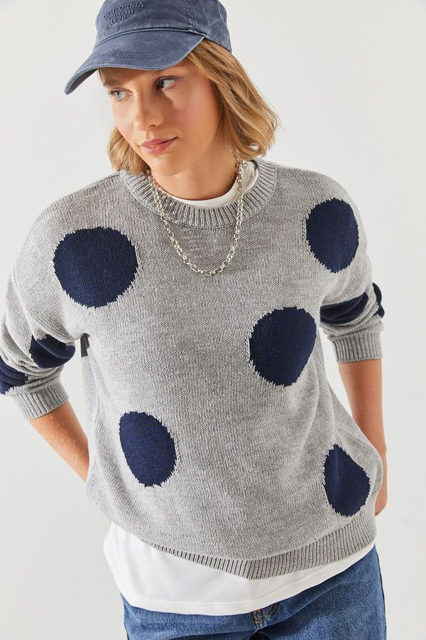 BIANCO LUCCI WOMEN'S POLKA DOT KNITTED SWEATER