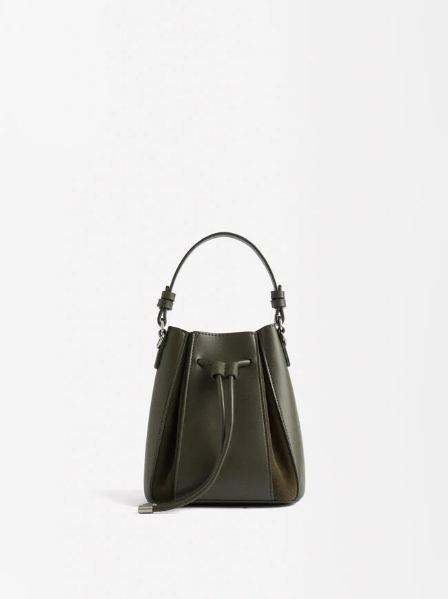 Bucket bag with leather