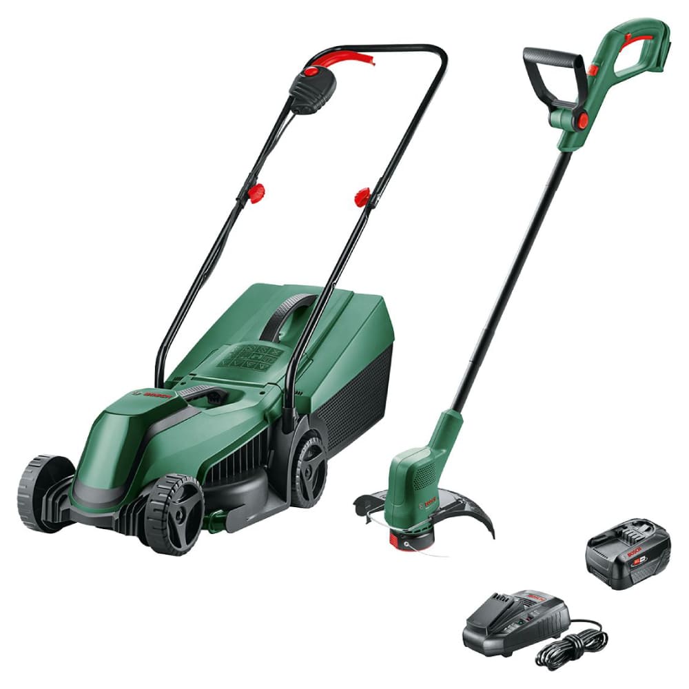 BOSCH 06008B9D02 EasyGrassCut 18V-26 Akumulatorski trimer za travu + EasyMower 18V-32-200 Akumulatorska kosilica; 4.0 Ah