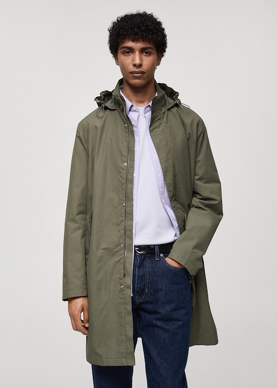 Water-repellent hooded parka