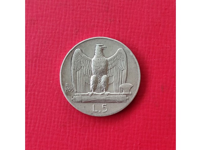 5 LIRA 1929 srebro