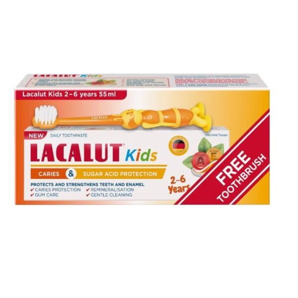 Lacalut Kids pasta za zube 2-6 godina, 55ml +četkica za zube