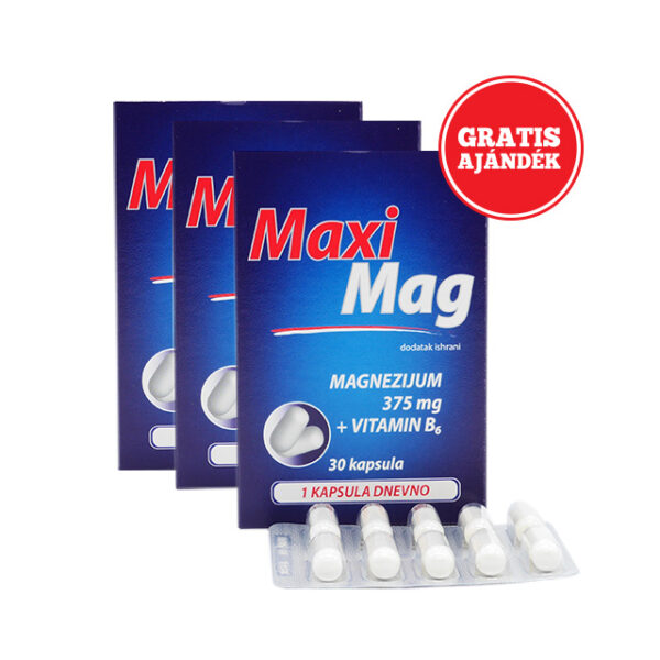 Maxi Mag 375mg magnezijum kapsule, 30kom 2+1 GRATIS (60+30)