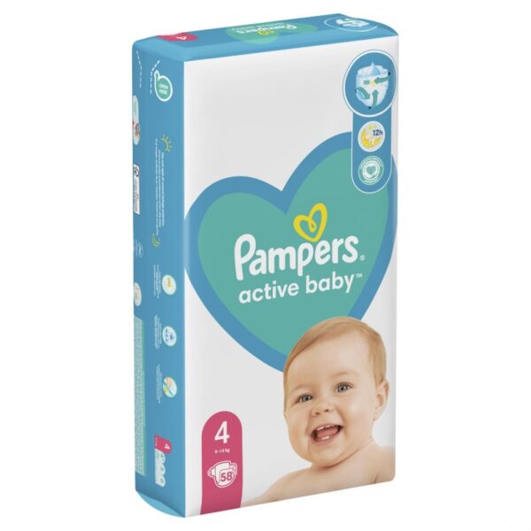 Pampers active baby pelene br.4, 58kom