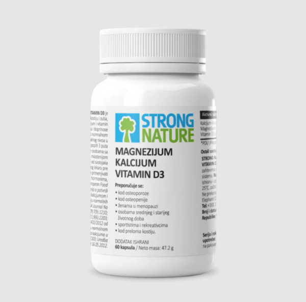 Strong Nature Ca Mg D3, 60 kapsula