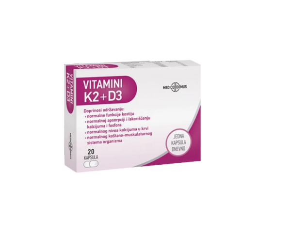 Vitamini K2+D3 Medicodomus, 20 kapsula