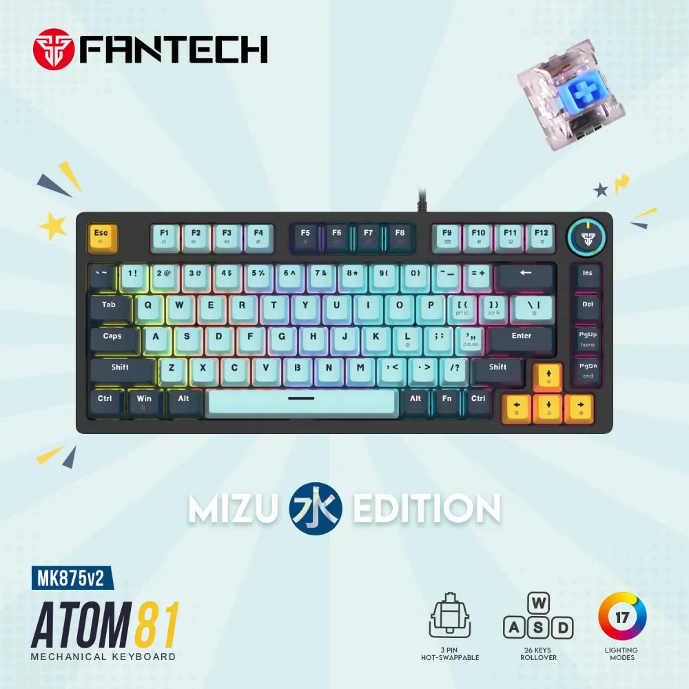 Tastatura Mehanicka Gaming Fantech MK875 RGB Atom 81 SkyBlue (Blue switch)