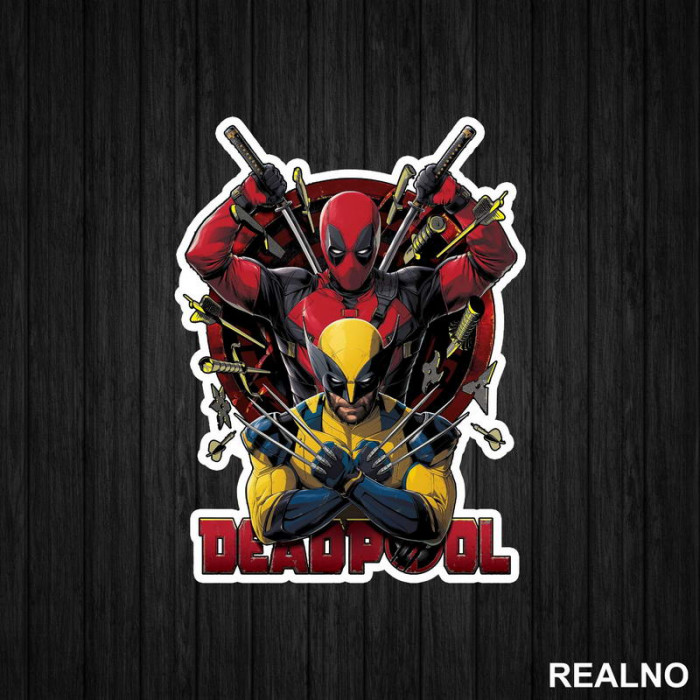 SHURIKEN - WOLVERINE - DEADPOOL - NALEPNICA