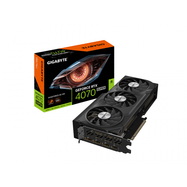 Grafička karta GIGABYTE GV-N4070SUPERWINDFORCE3OC-12GD NVD/12GB/GDDR6X/192bit/crna