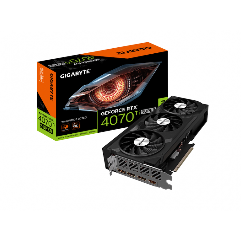 Grafička karta GIGABYTE GV-N4070Ti SUPERWINDFORCE3OC-16GD NVD/16GB/GDDR6X/256bit/crna