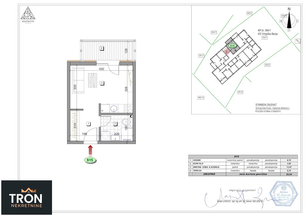 Garsonjera u novogradnji 25 94m2