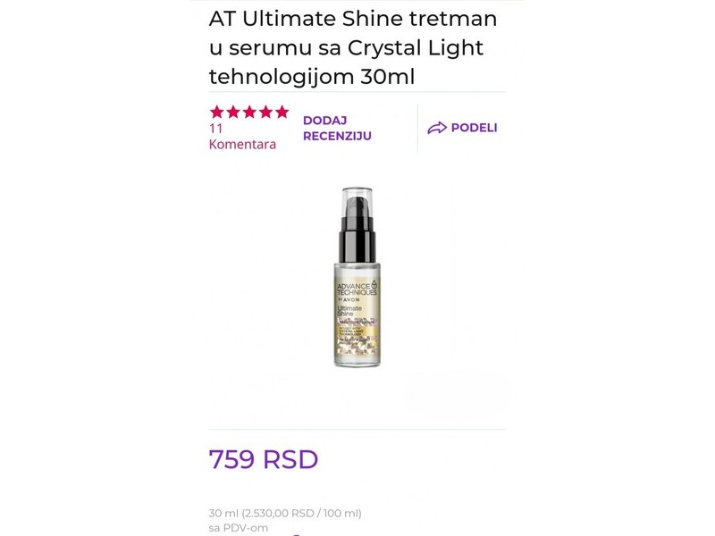 Avon Ultimate Shine serum za kosu-novo*akcija