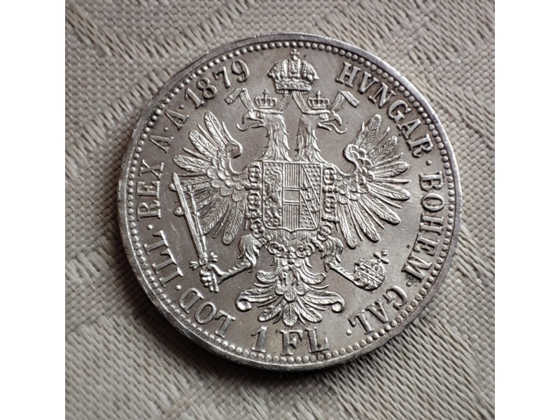 AUSTRIJA SREBRO 1 FLORIN 1879 aUNC