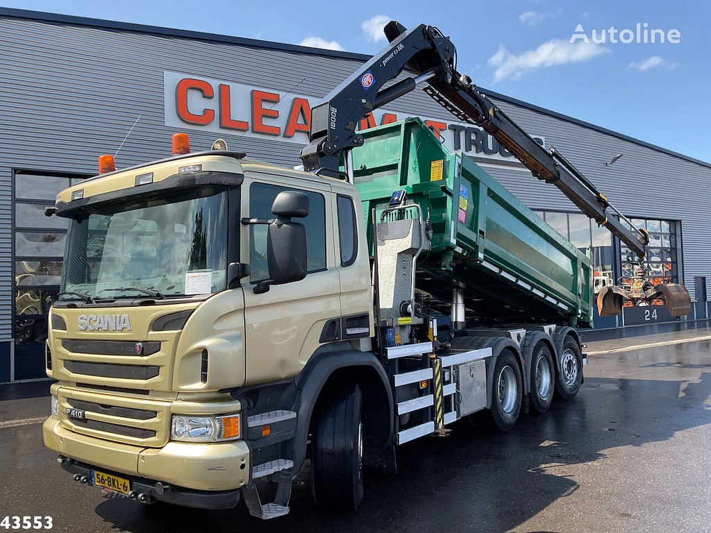 Scania P 410 8x4 Euro 6 HMF 18 Tonmeter laadkraan kiper