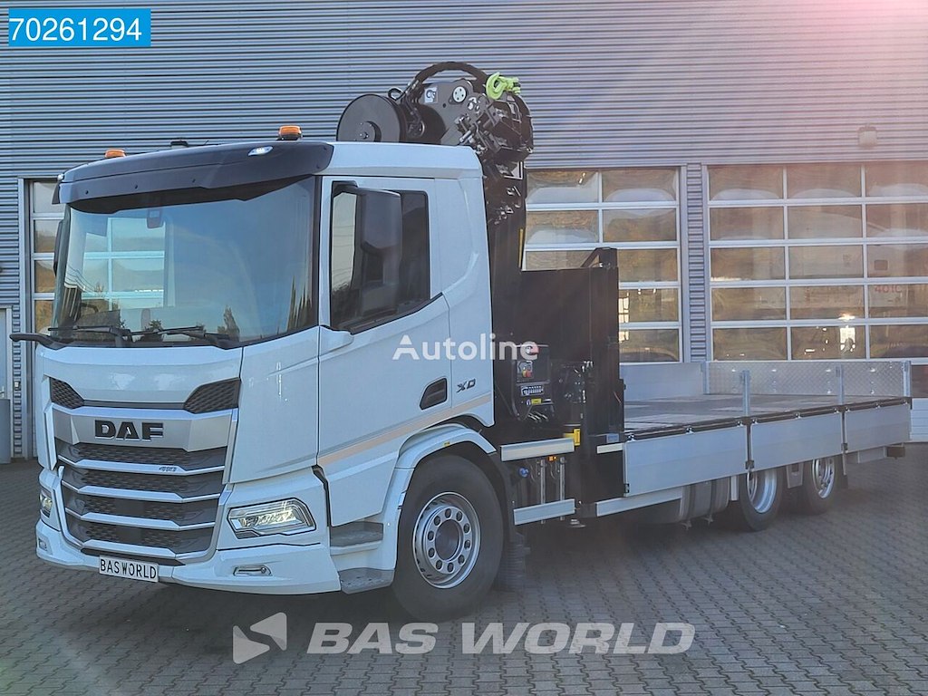 Novi DAF XD 410 6X2 HIAB X-Hipro 418EP-5 Kran Crane Lift-Lenkachse kamion s ravnom platformom