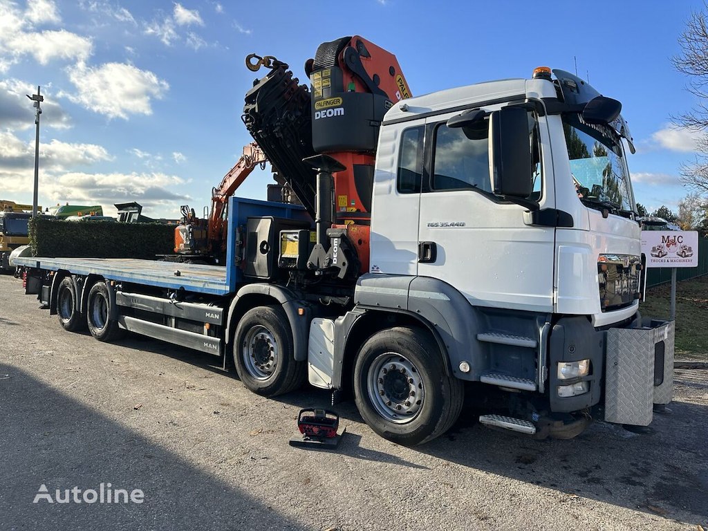 MAN TGS 35.440 8x4 + CRANE PALFINGER PK 78002 SH-G(8x) - *284.000km* kamion s ravnom platformom