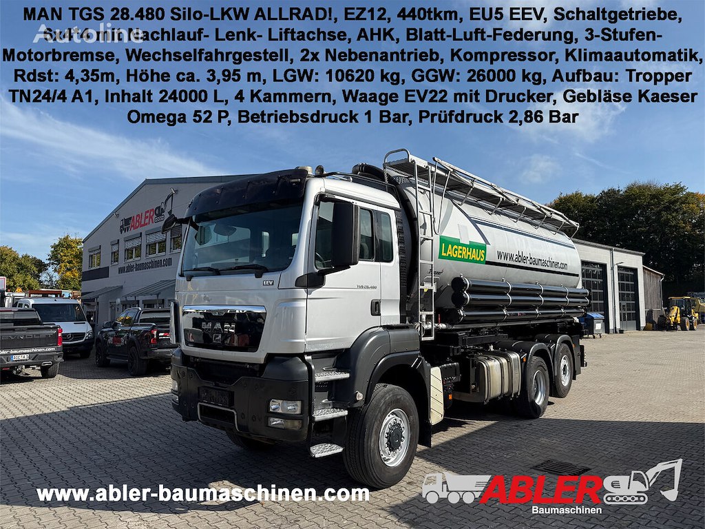 MAN TGS 28.480 Silo LKW ALLRAD! Tropper TN 24/4A1 mit Waage Kompress vozilo za stočnu hranu