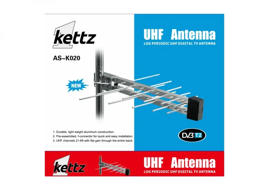 Antena TV/FM/T2 RF konektor Kettz AS-K020 00K020