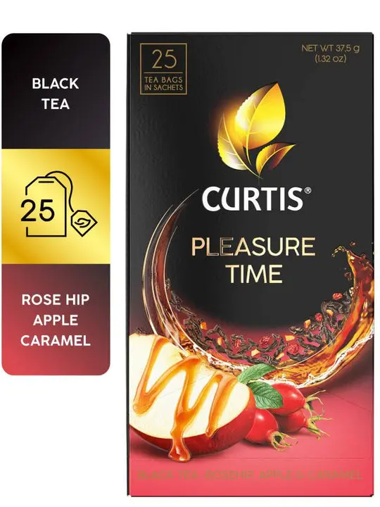 CURTIS Crni čaj sa komadićima jabuke, šipurkom, aromom pitaje i karamele Pleasure Time, 25x1,5g